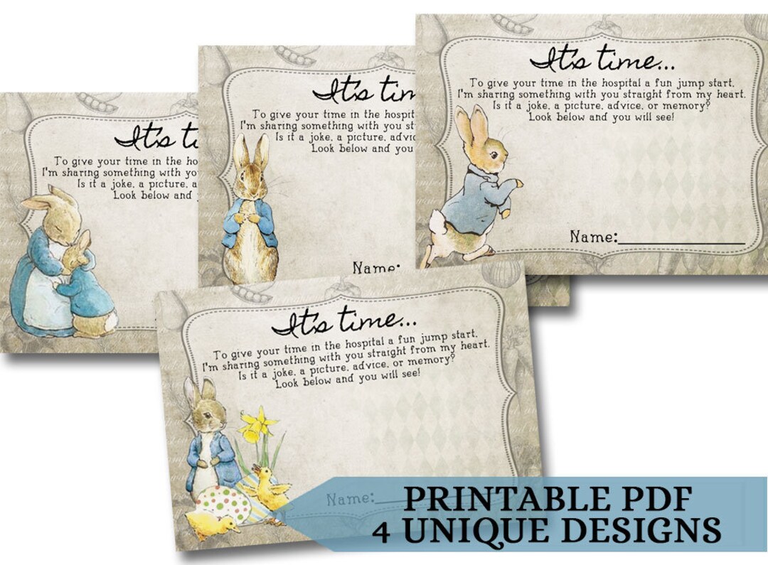 Peter Rabbit Hospital Fun Cards - Etsy