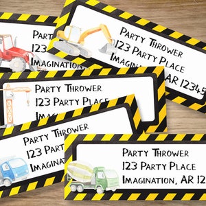 Construction Party Address Labels INSTANT DOWNLOAD - Etsy