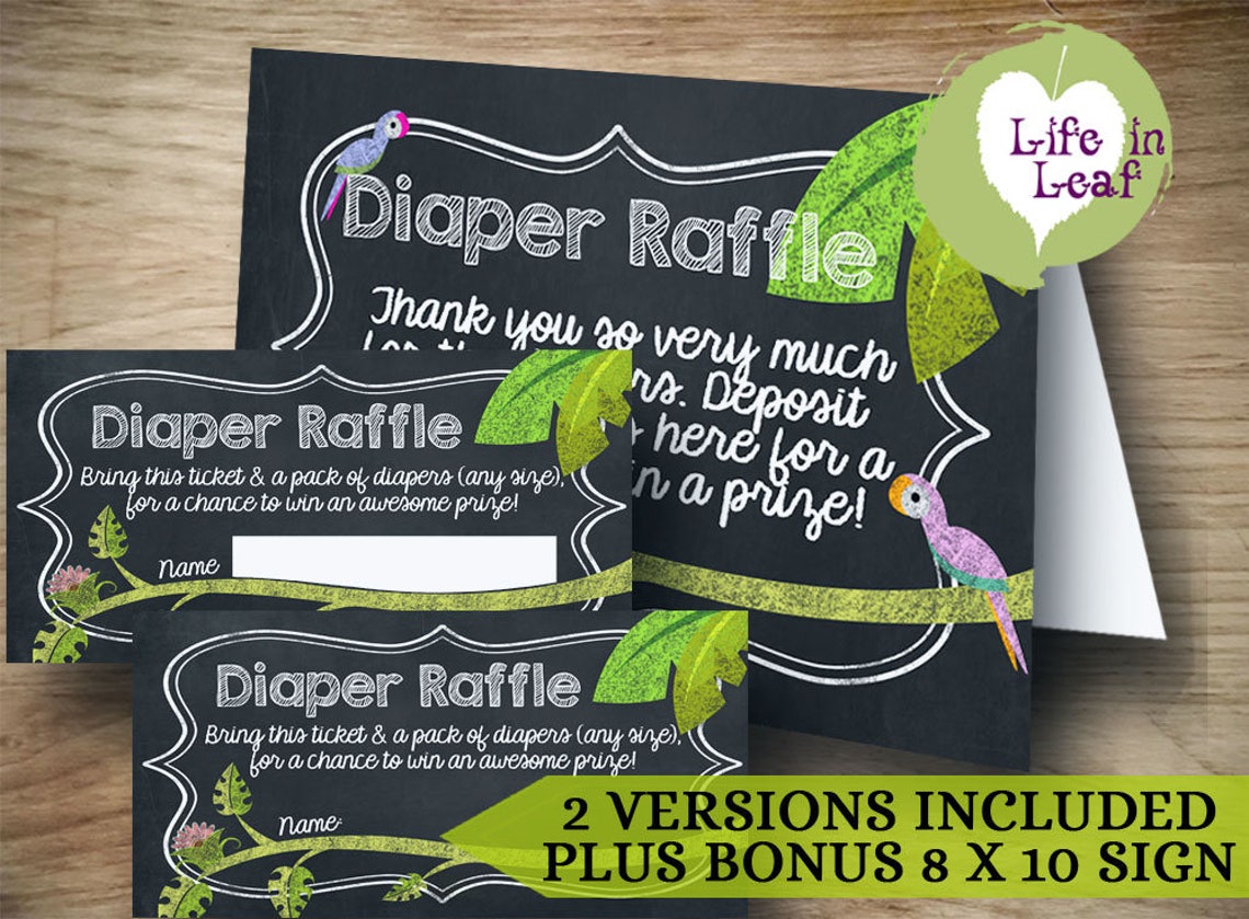 Jungle/safari Diaper Raffle Tickets INSTANT DOWNLOAD | Etsy