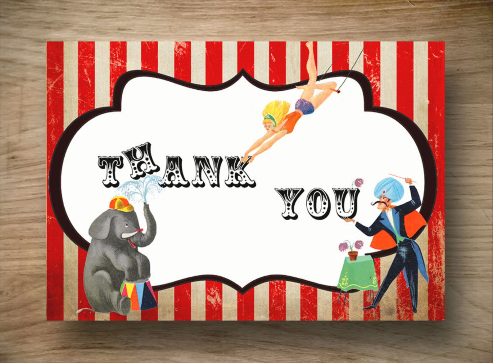 Circus Thank You Cards INSTANT DOWNLOAD | Etsy