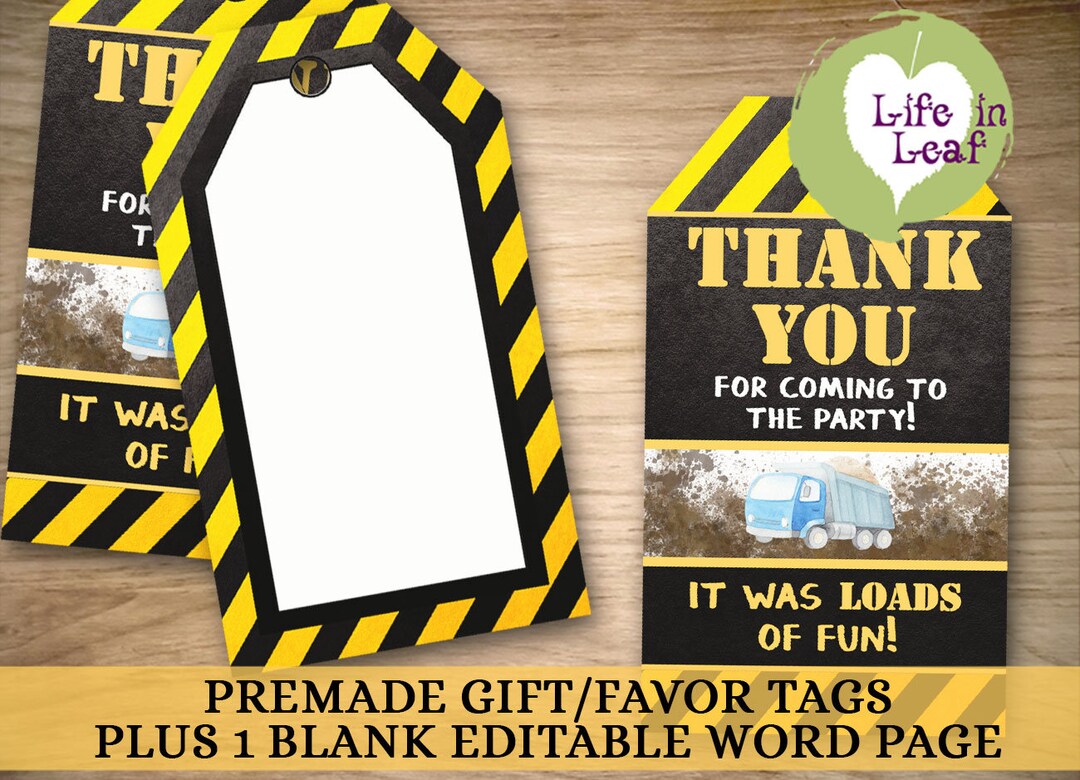 Construction Party Favor Tags - Etsy