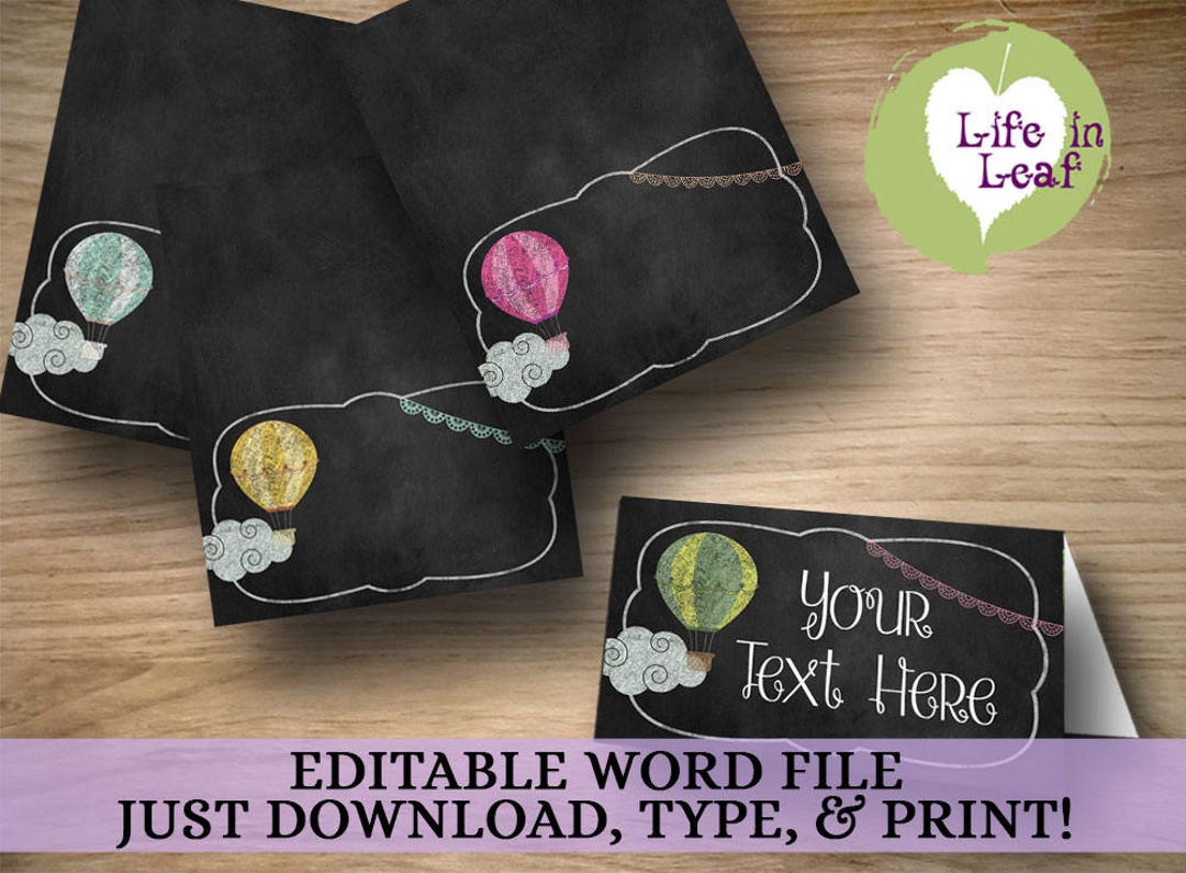 Hot Air Balloons Tent Labels 8 / Editable / INSTANT DOWNLOAD / Food ...