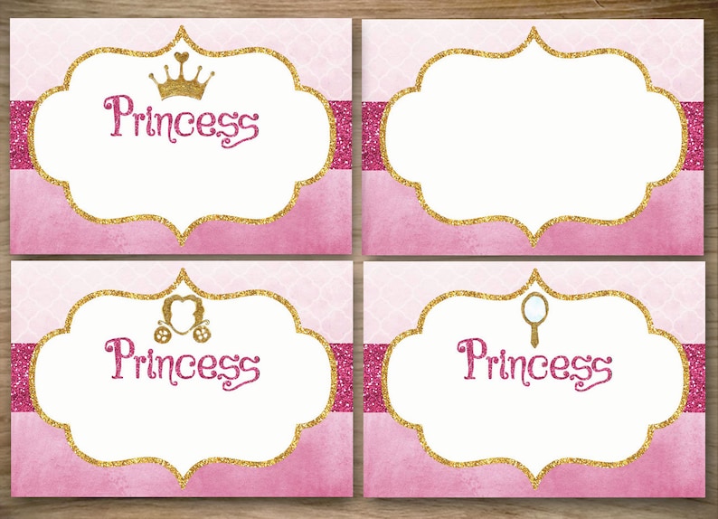 Pink Princess Name Tags | Etsy