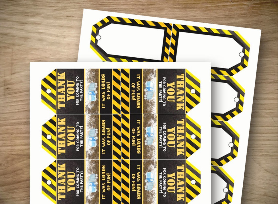 Construction Party Favor Tags - Etsy