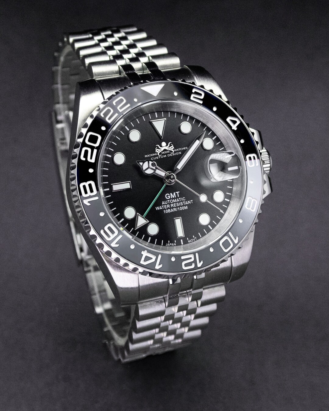 Grey Black GMT 40mm NH34A 200m WR Watch, Jubilee Bracelet - Etsy