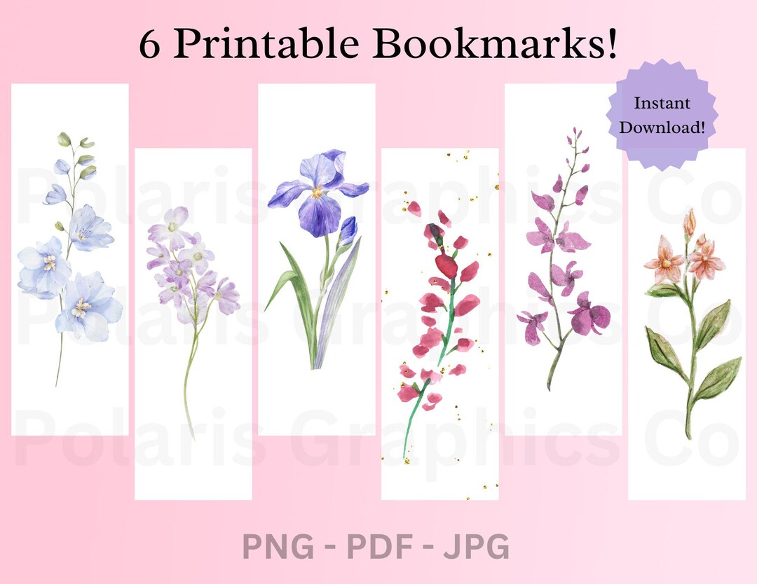 Floral Bookmarks, Simple Minimalist Design (digital Download) - Etsy