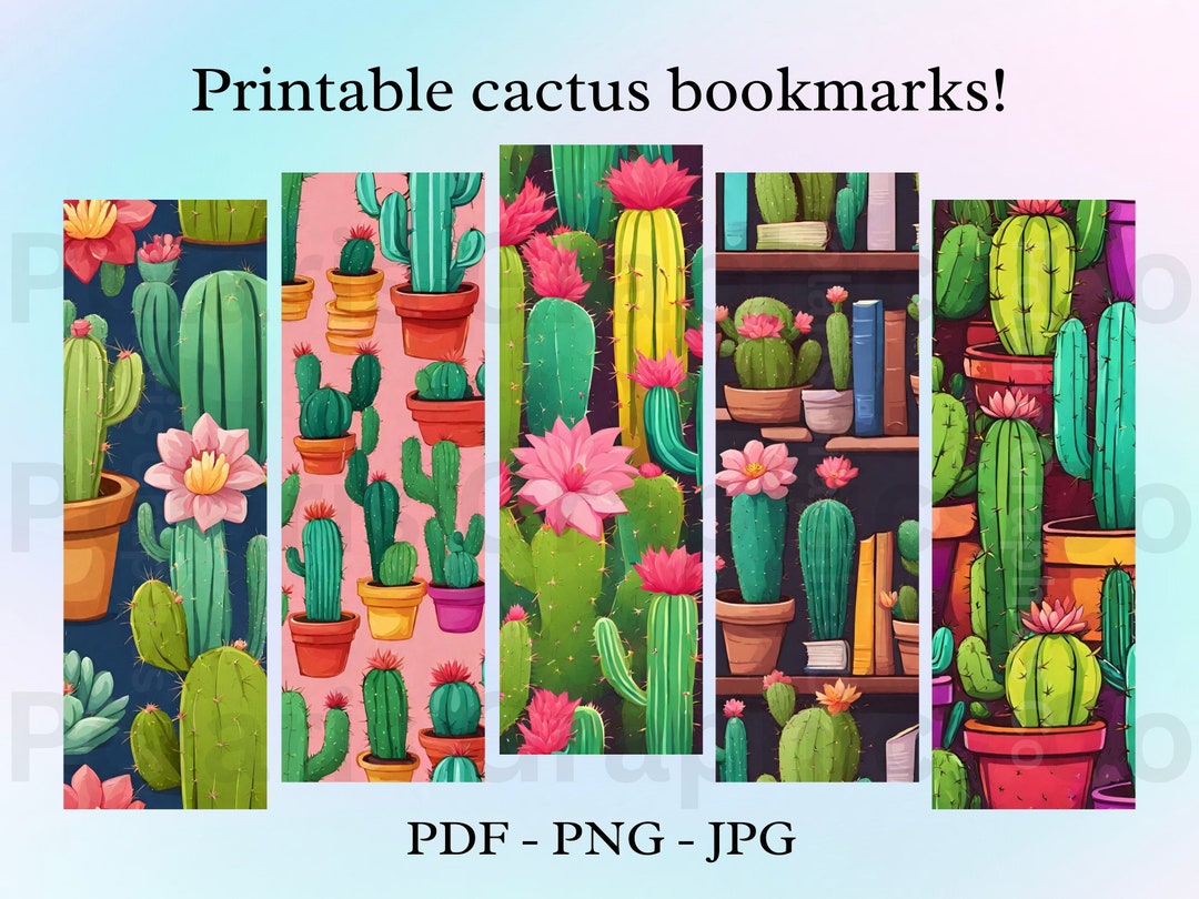 Cactus Bookmarks, Printable Bookmarks Png, Plants, Book Lover, Bookish ...