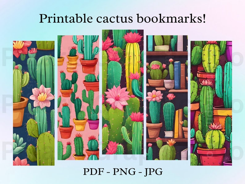 Cactus Bookmarks, Printable Bookmarks Png, Plants, Book Lover, Bookish ...
