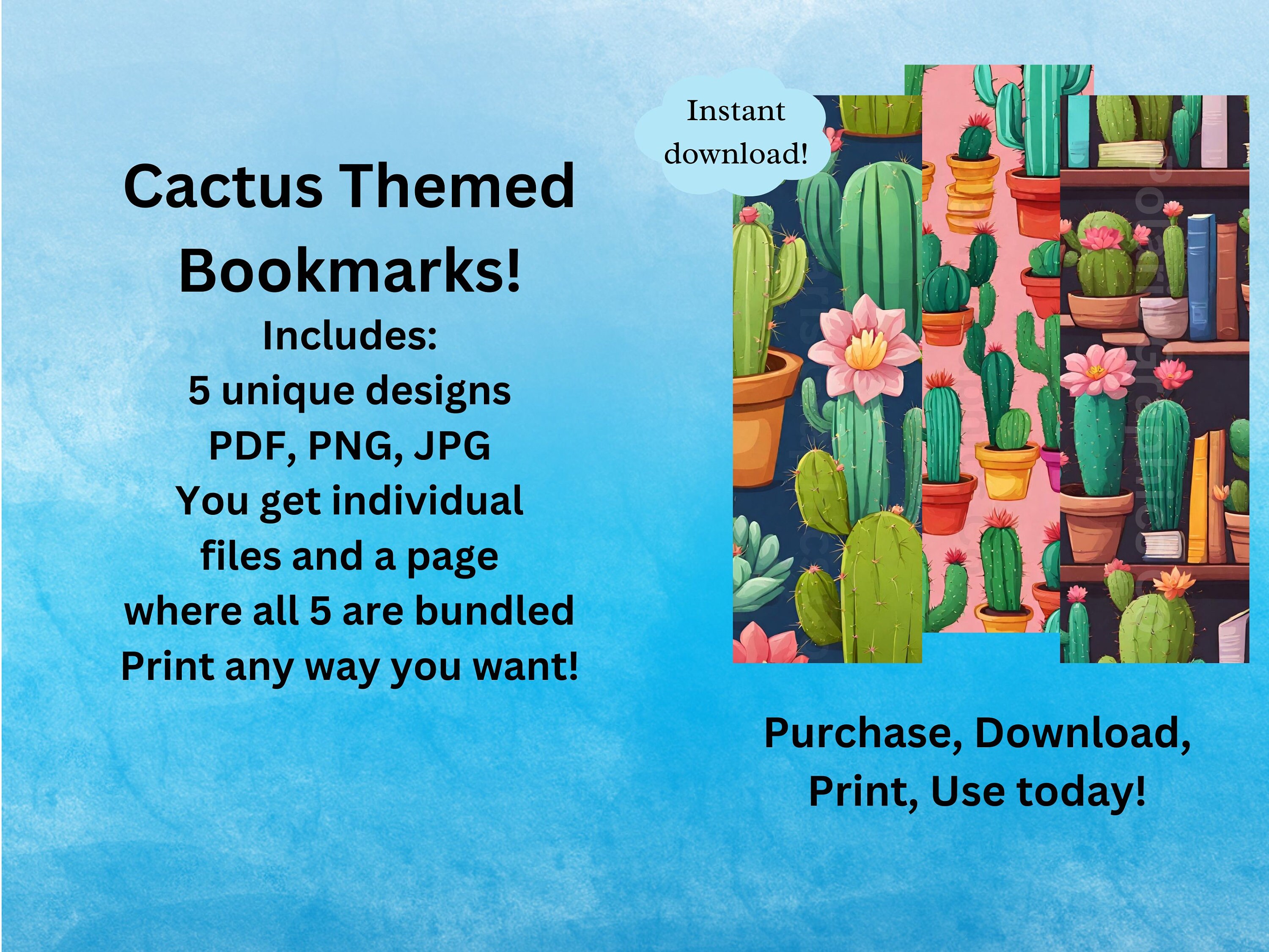 Cactus Bookmarks, Printable Bookmarks Png, Plants, Book Lover, Bookish ...