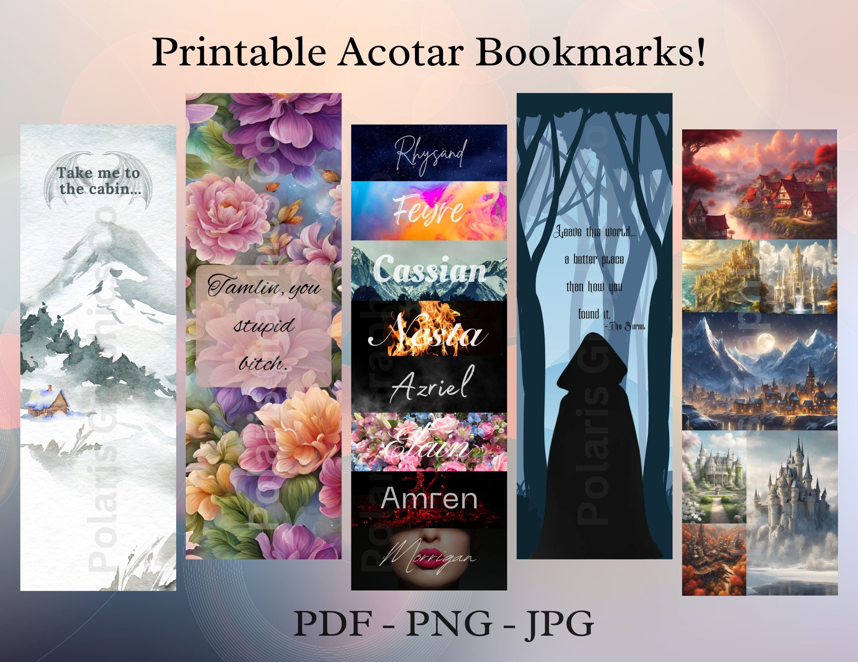 Acotar Printable Bookmarks, Suriel, Prythian, Rhysand, Feyre, the Night ...