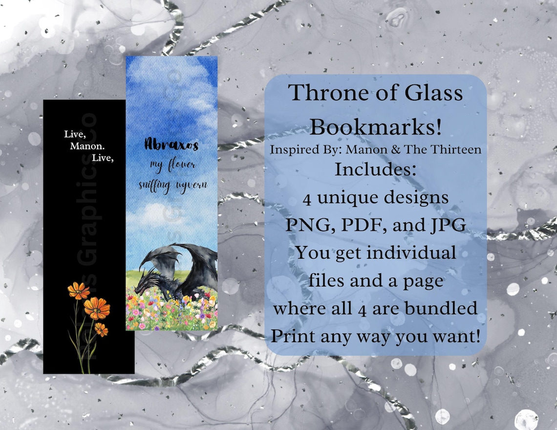 Throne of Glass, Printable Bookmarks, Manon, the Thirteen, Abraxos ...