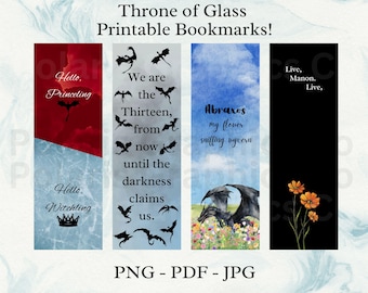 Throne of Glass Printable Bookmarks, Empire of Storms, Tower of Dawn ...