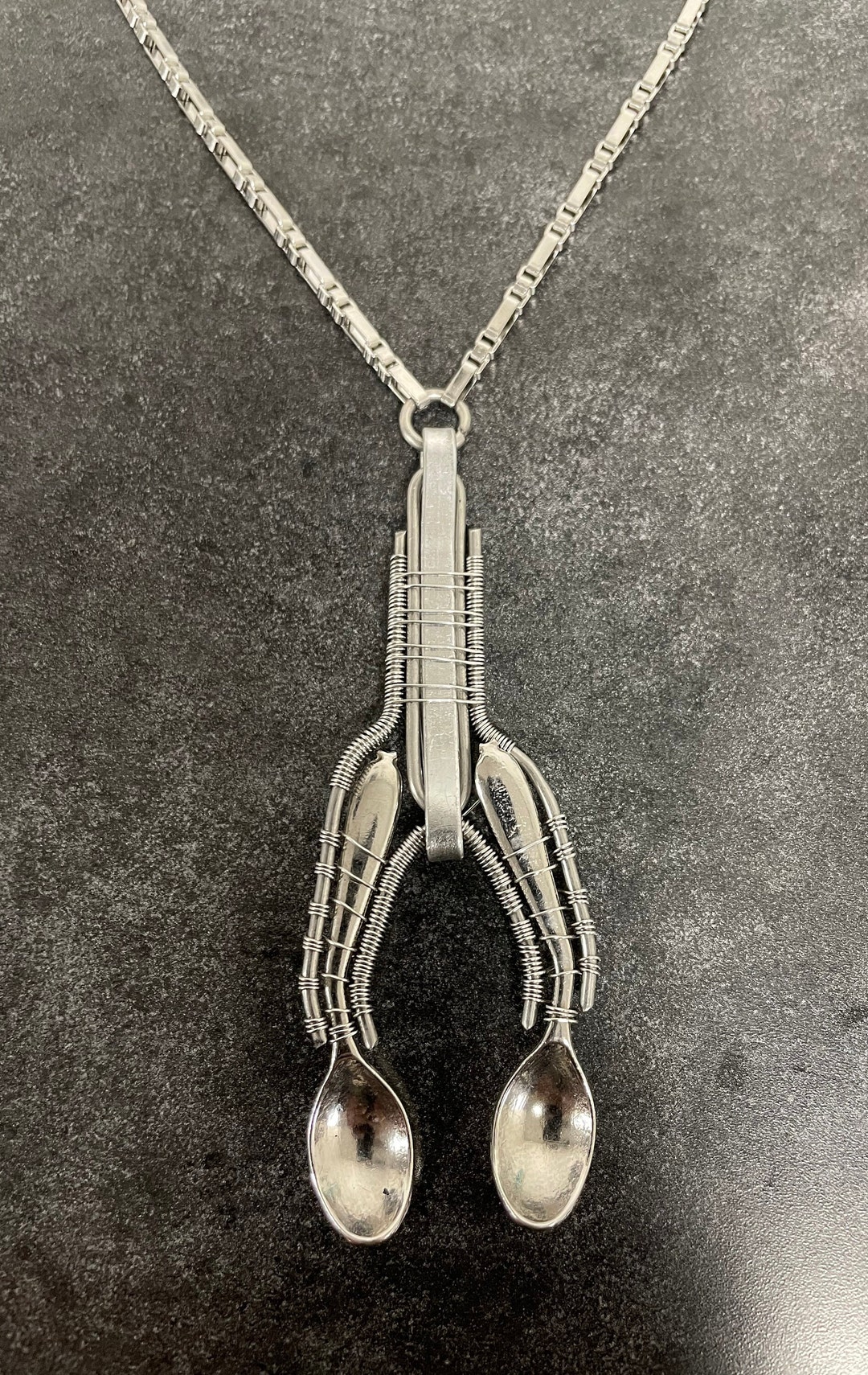 The Double Shovel Wire Wrap Spoon Pendant - Etsy
