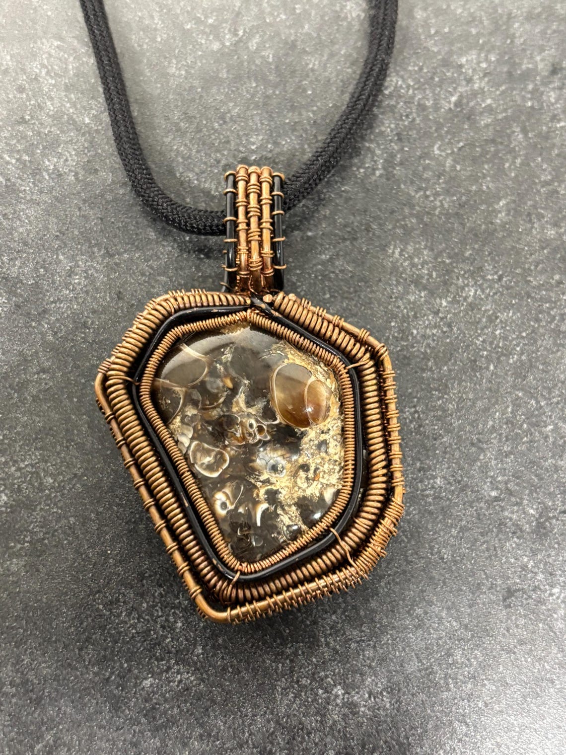 Turritella Agate Fossil Wire Wrap Pendant - Etsy