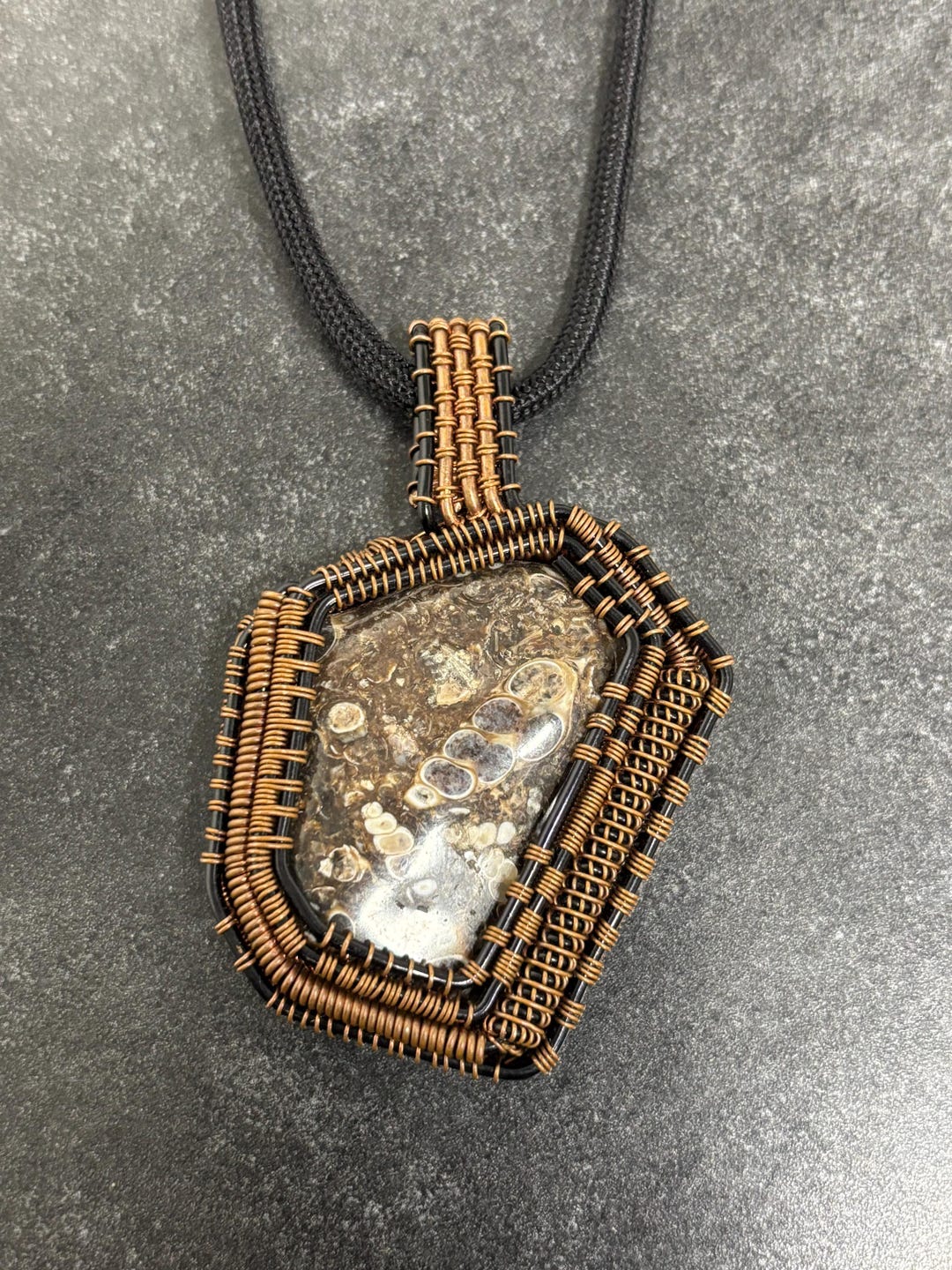 Turritella Agate Fossil Wire Wrap Pendant - Etsy