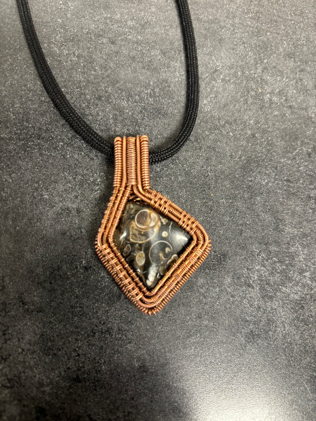 Turritella Agate Fossil Wire Wrap Pendant - Etsy