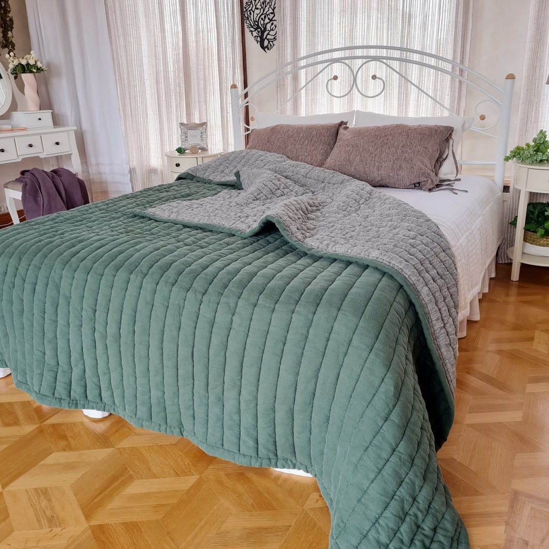 Linen WINTER Quilt, Your Custom Options, Colors Personalization ...