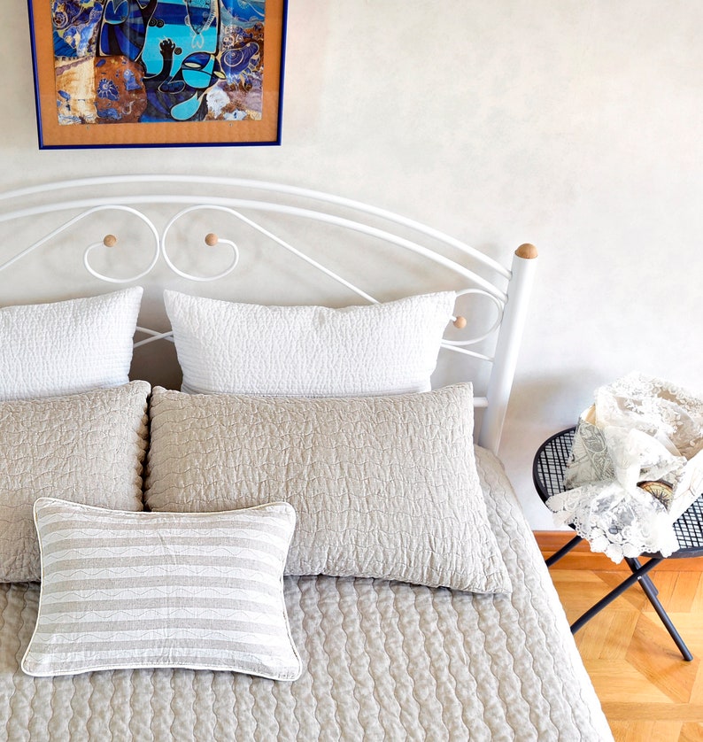 Linen TWO Pillowcases Solid Colored Quilted Pillowcases 100% - Etsy