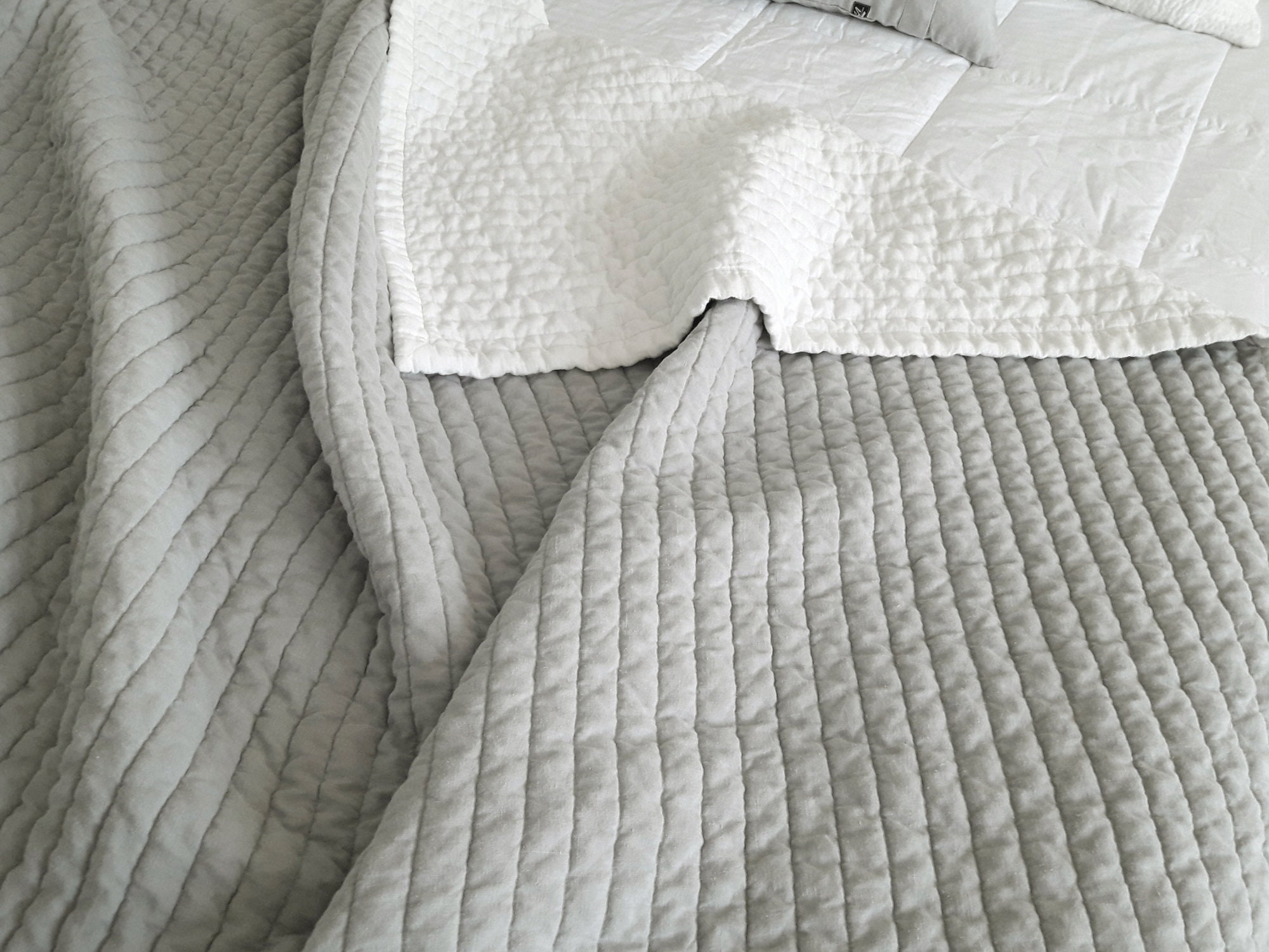 Linen WINTER Quilt Your Custom Options Natural Flax Quilted | Etsy