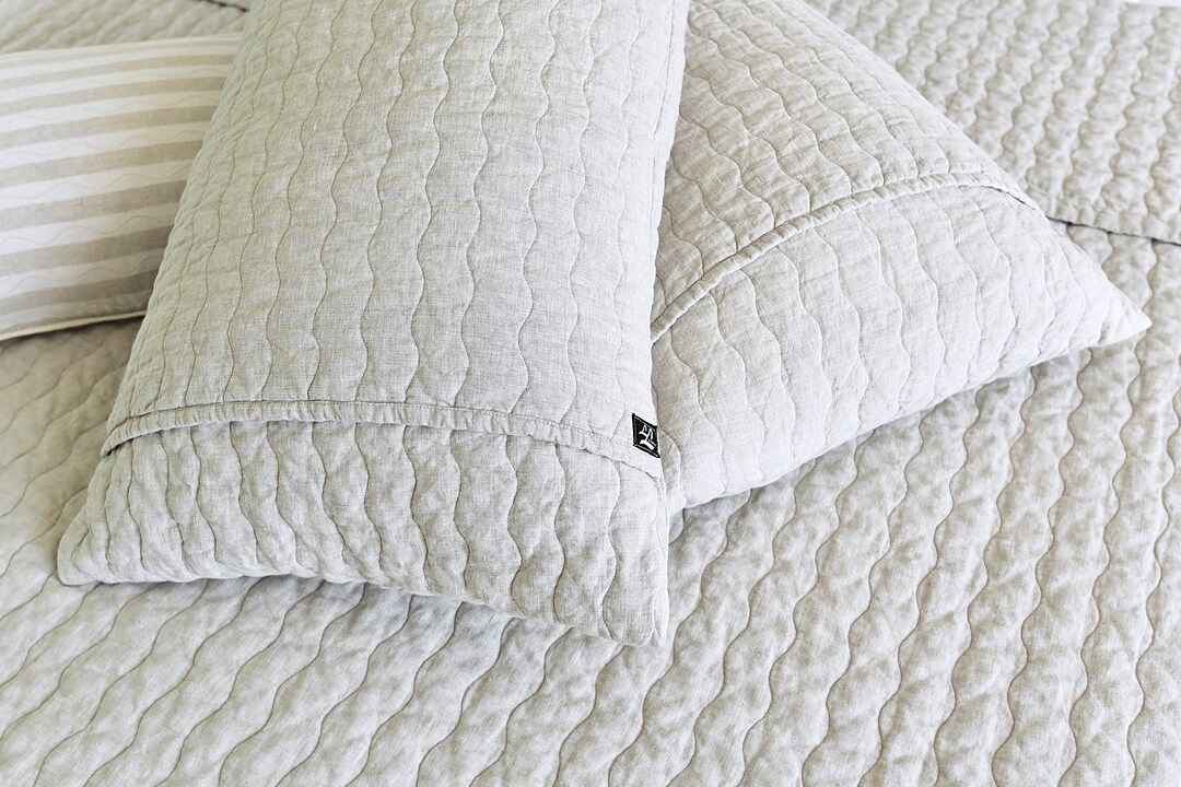 Linen TWO Pillowcases Solid Colored Quilted Pillowcases 100% Natural ...