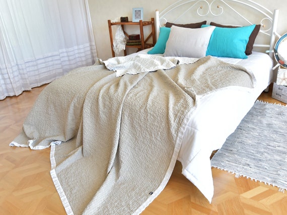 SUMMER Natural Linen Quilt Colors Personalization - Etsy