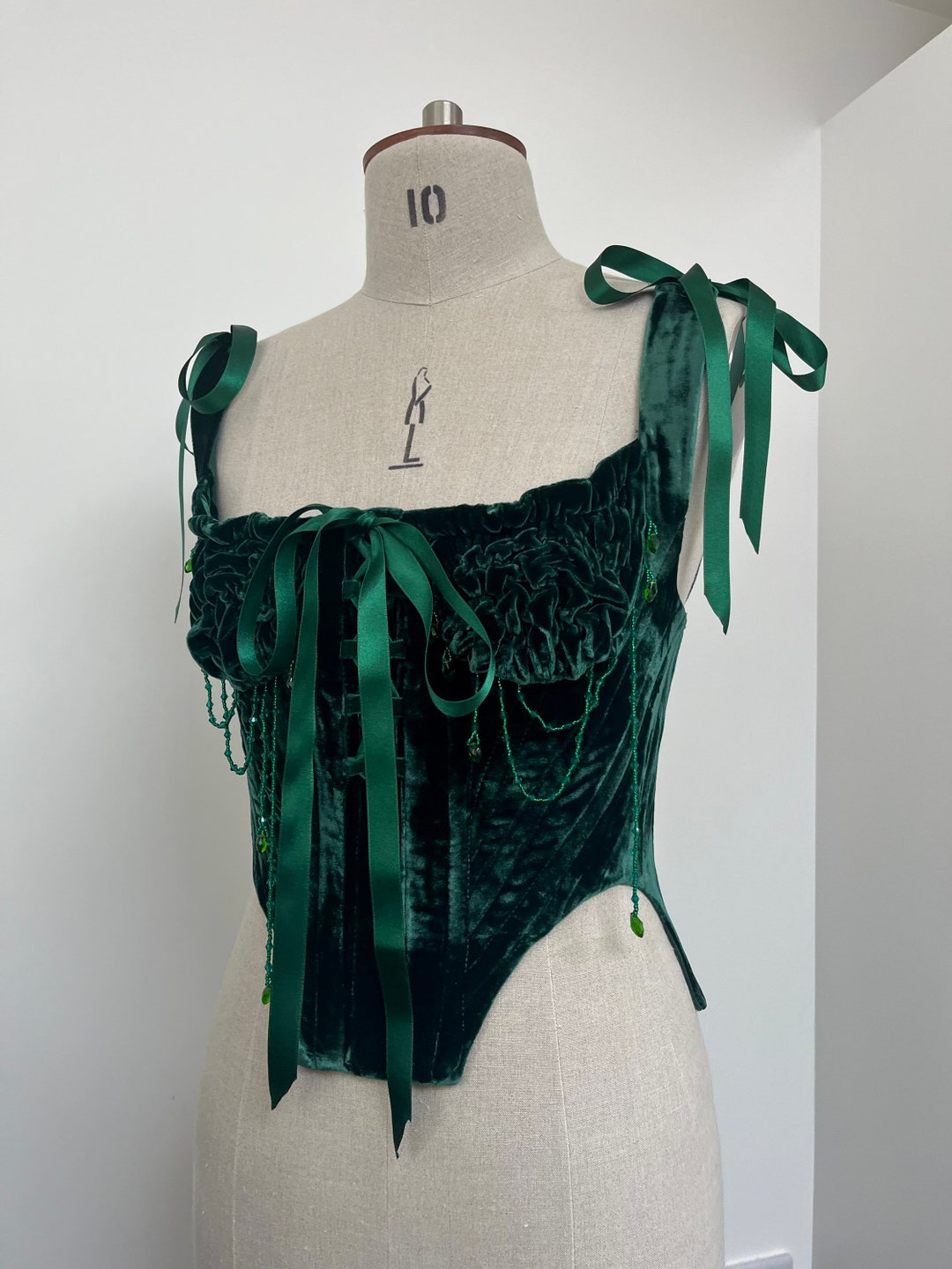 Jewelled Dark Green Velvet Corset Bustier (made to Order) - Etsy Jewelled Dark Green Velvet Corset Bustier (made to Order) - Etsy