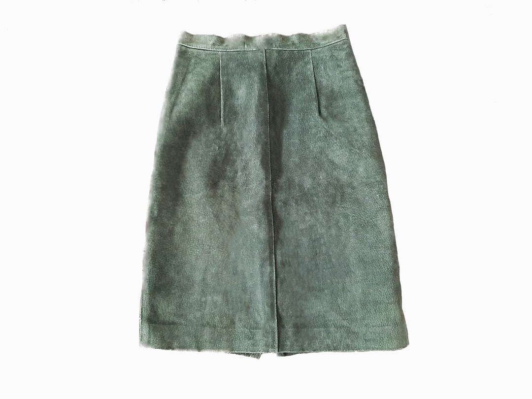 Vintage 1970's Suede Green Women's High-waisted Size UK 4 Pencil Skirt ...