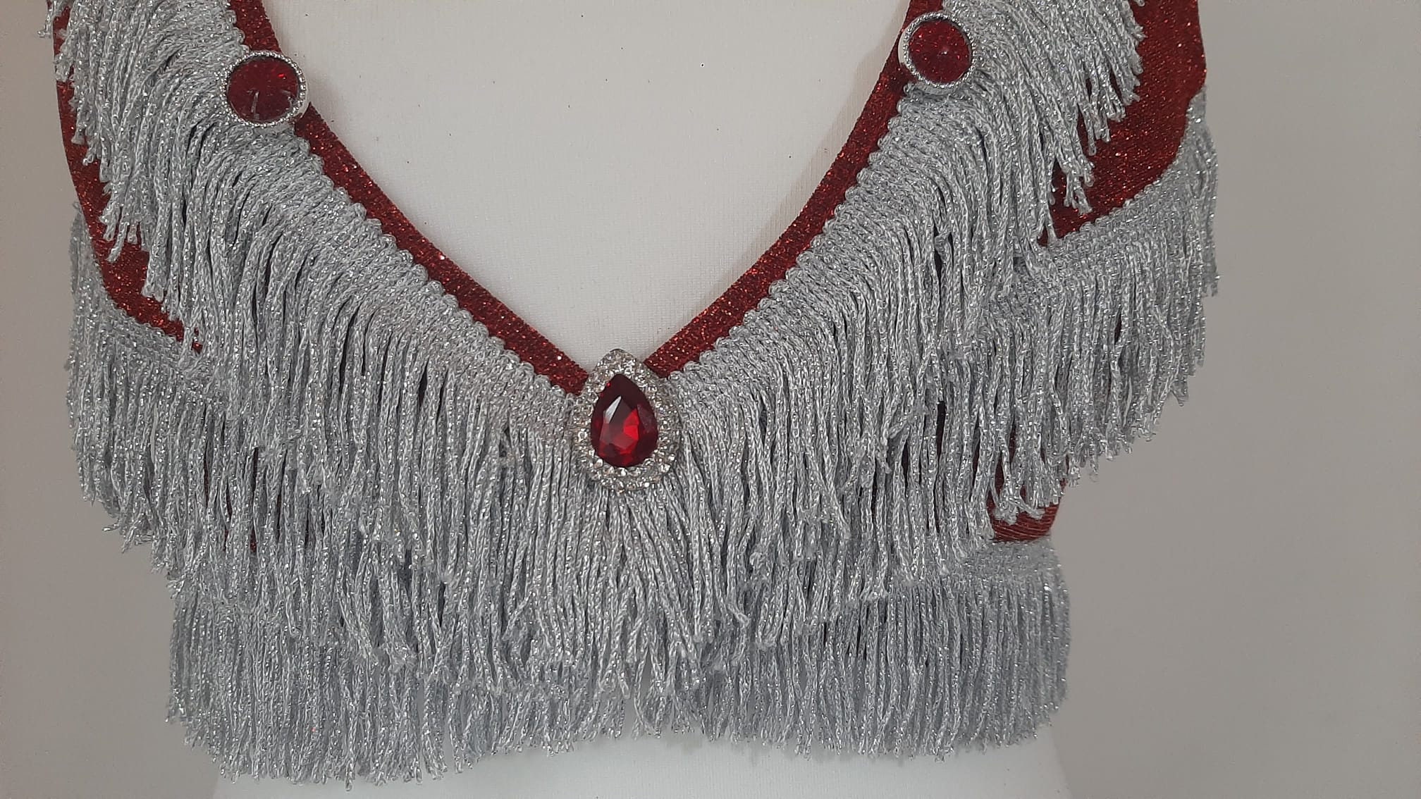Handmade Glittery Sparkly Disco Red 1970s Style Silver Fringing Halter ...