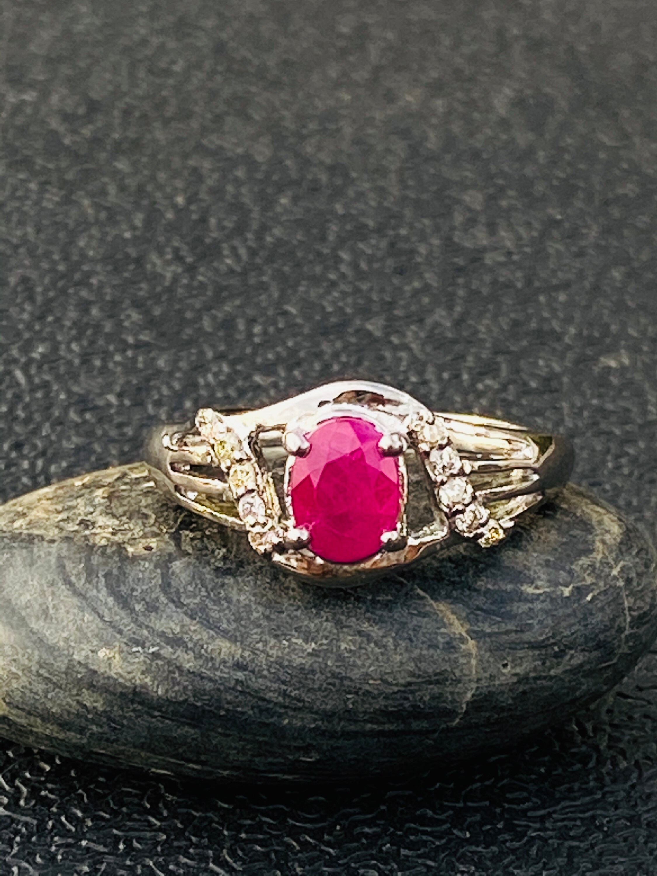 RUBY RING Studded with natural DiamondsSterling silver | Etsy