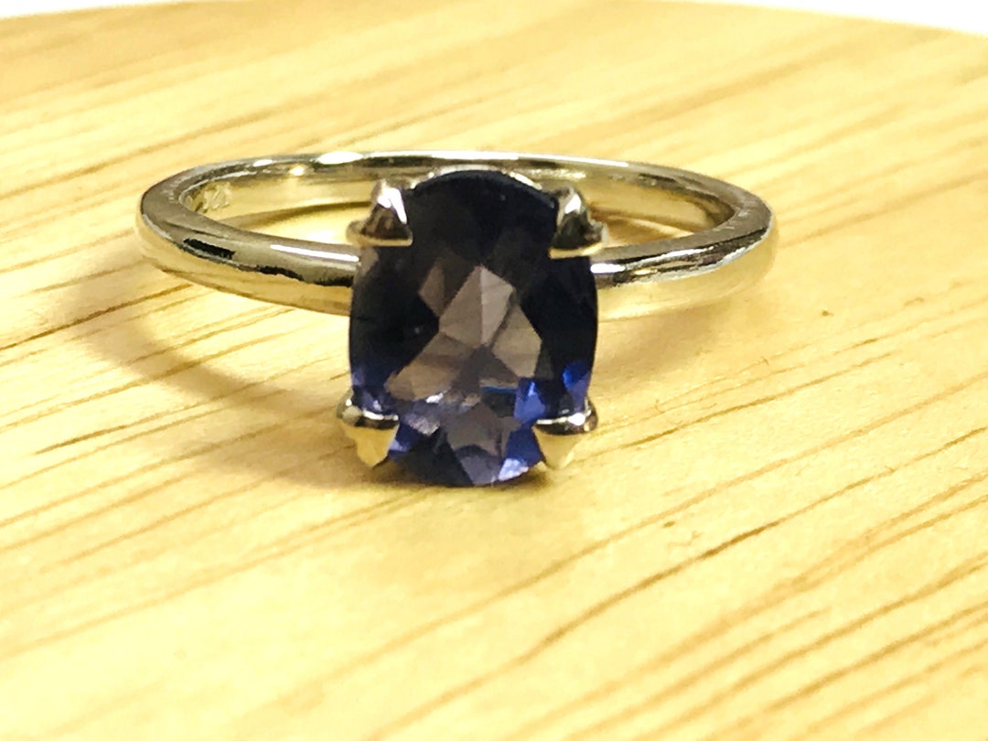 Oval Iolite Sterling Silver Ring - September Birthstone - Etsy