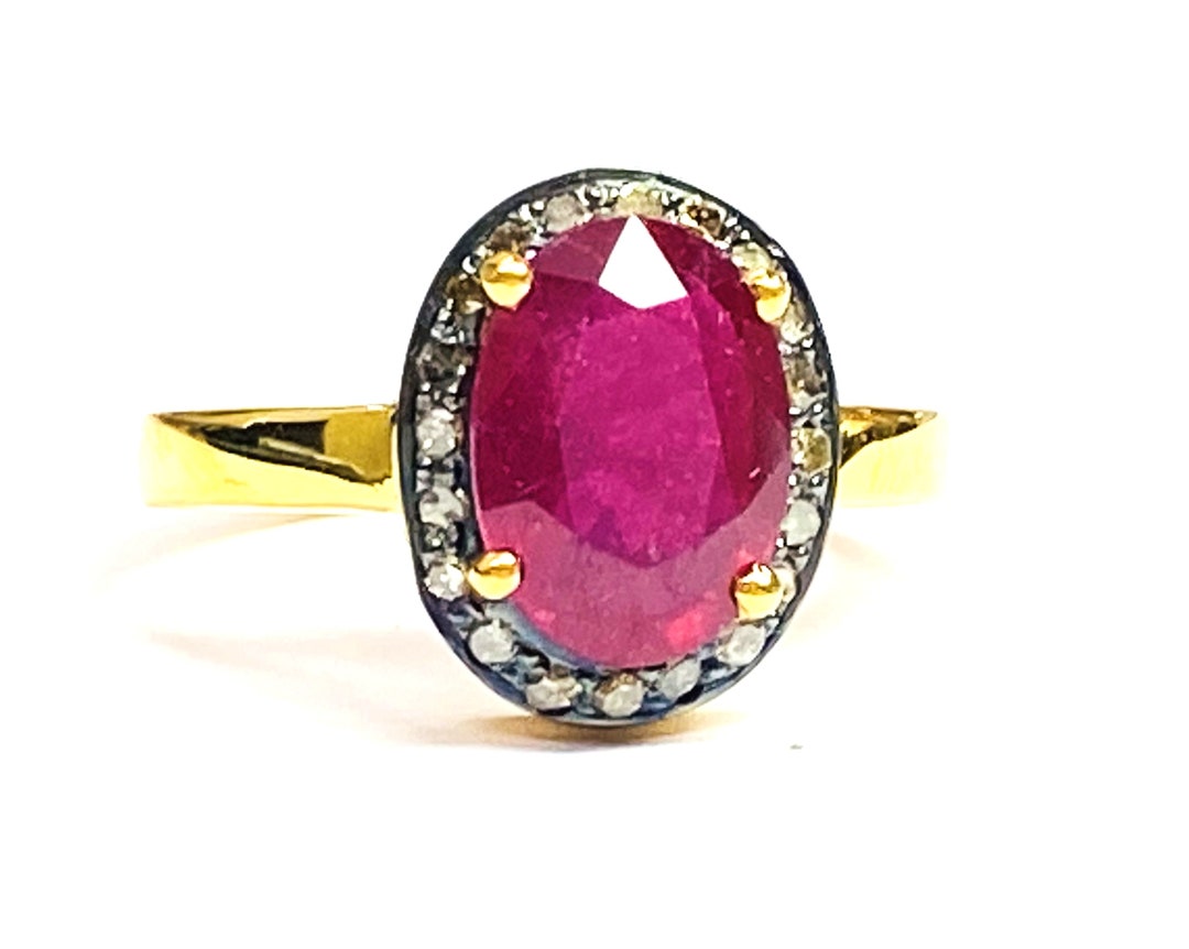 Ruby Diamond Statement Ring: 18k Gold Vermeil Sterling Silver ...