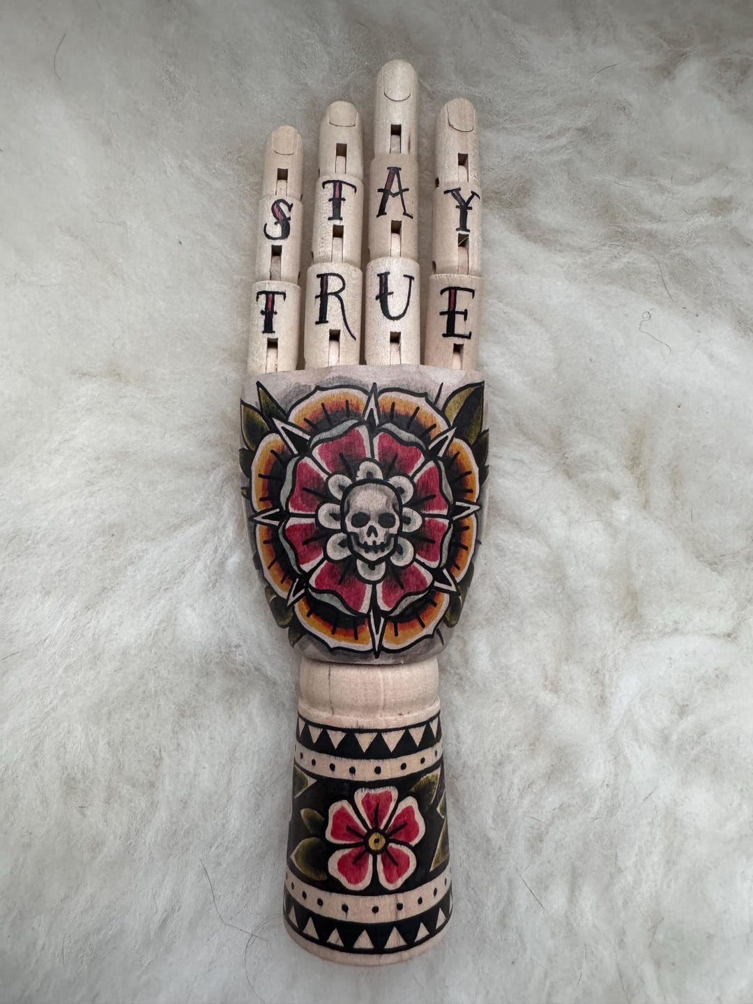 MINI Wooden Hand With a Mandala and Flowers Tattoo Design - Etsy