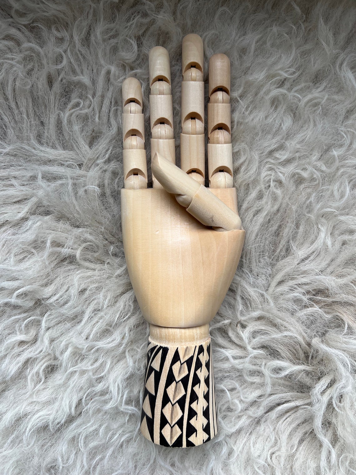 Wooden Hand With a Polynesian Tattoo Design - Etsy