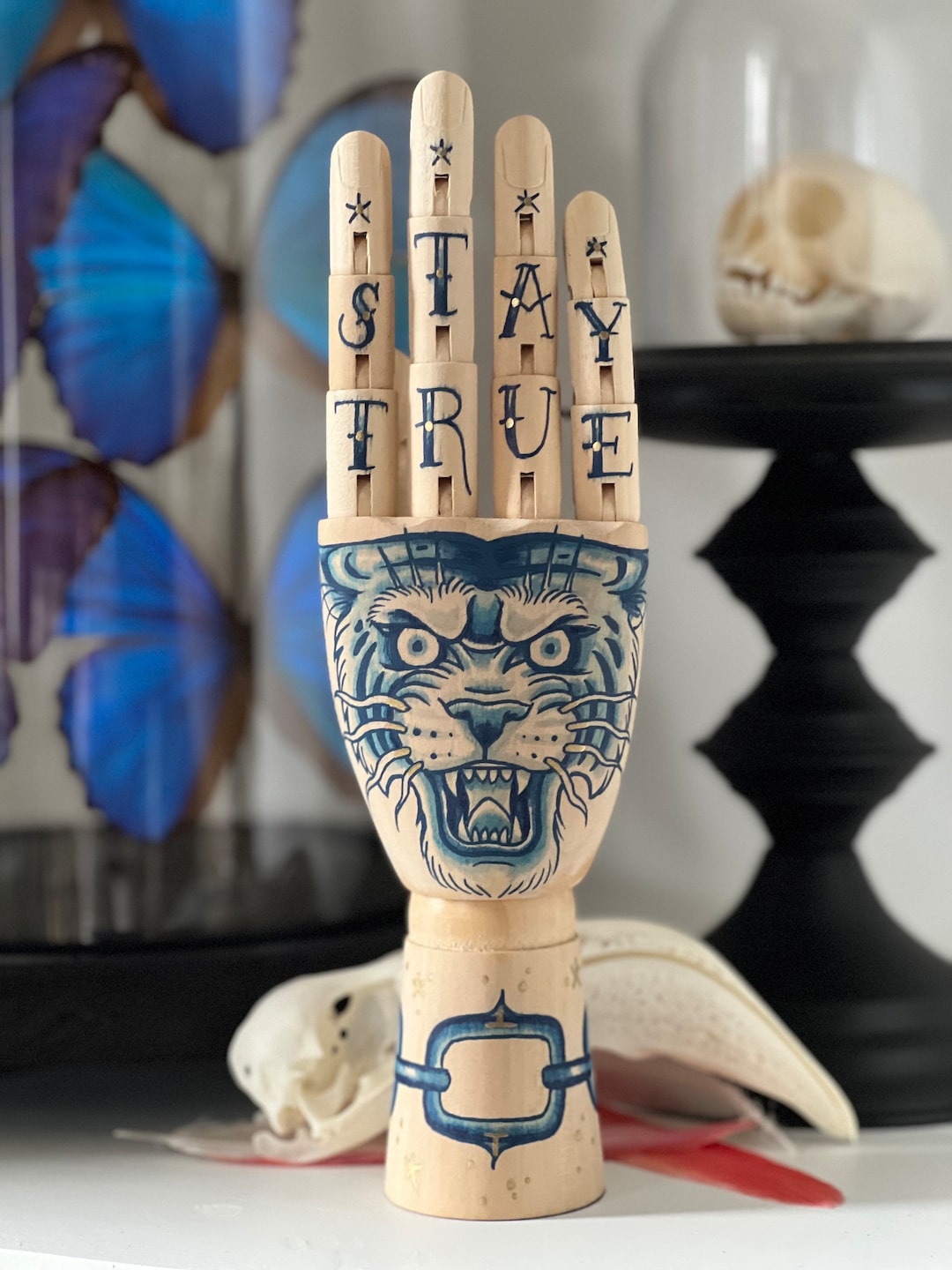 Wooden Hand With a Tiger and Chains Tattoo Design - Etsy