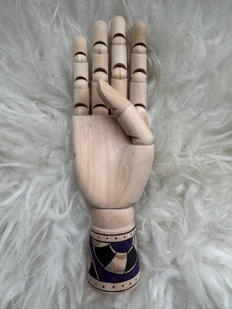 SMALL Wooden Hand With Beetlejuice Tattoo Design - Etsy