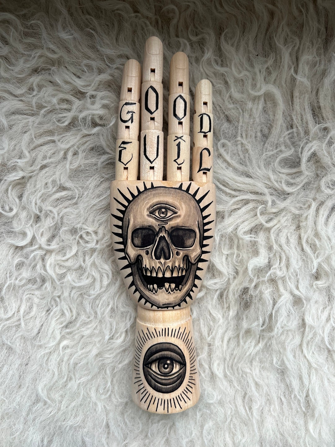 Wooden Hand With a Skull and All Seeing Eye Tattoo Design - Etsy