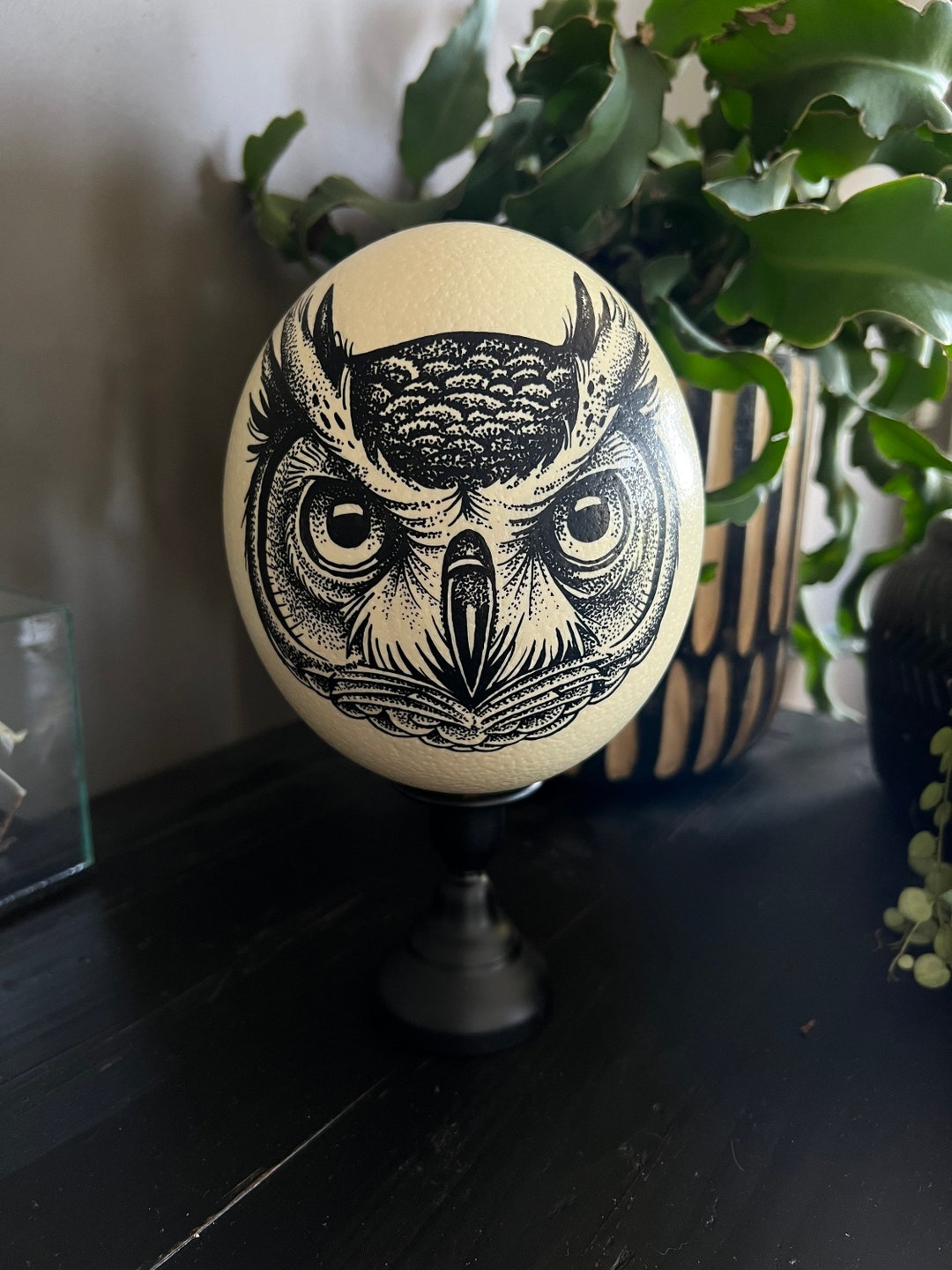 Ostrich Egg With an Original Drawing of an Owl - Etsy