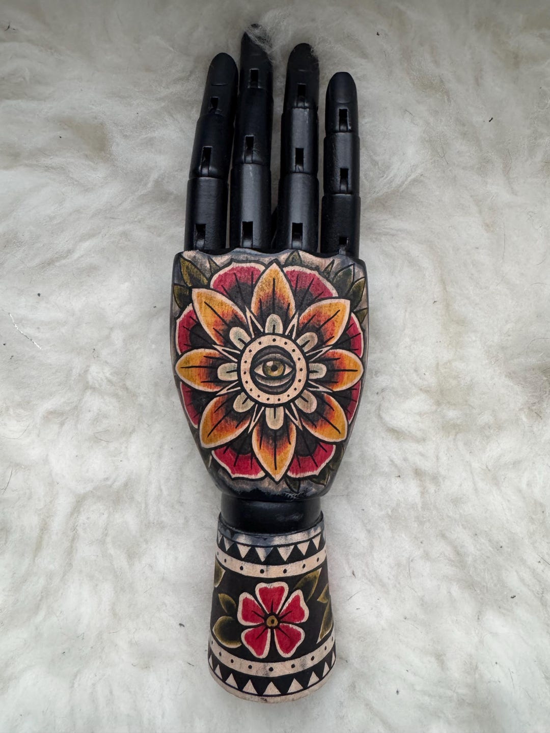 Black Wooden Hand With a Deaths Head Moth and All Seeing Eye Tattoo ...
