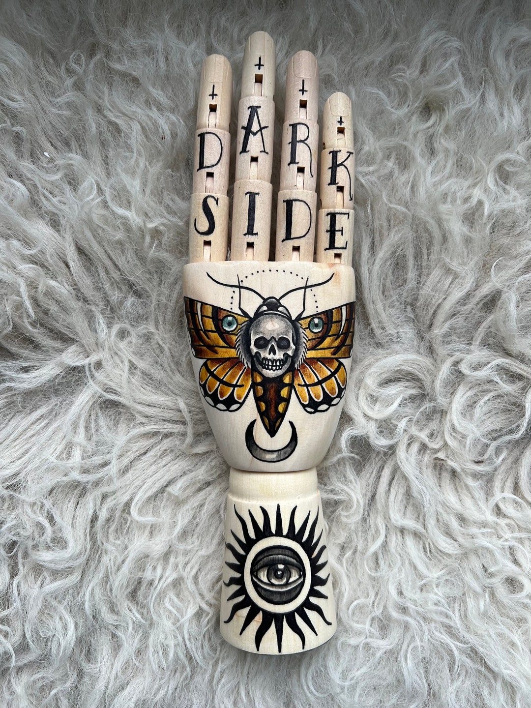 Wooden Hand With a Deaths Head Moth and All Seeing Eye Tattoo - Etsy