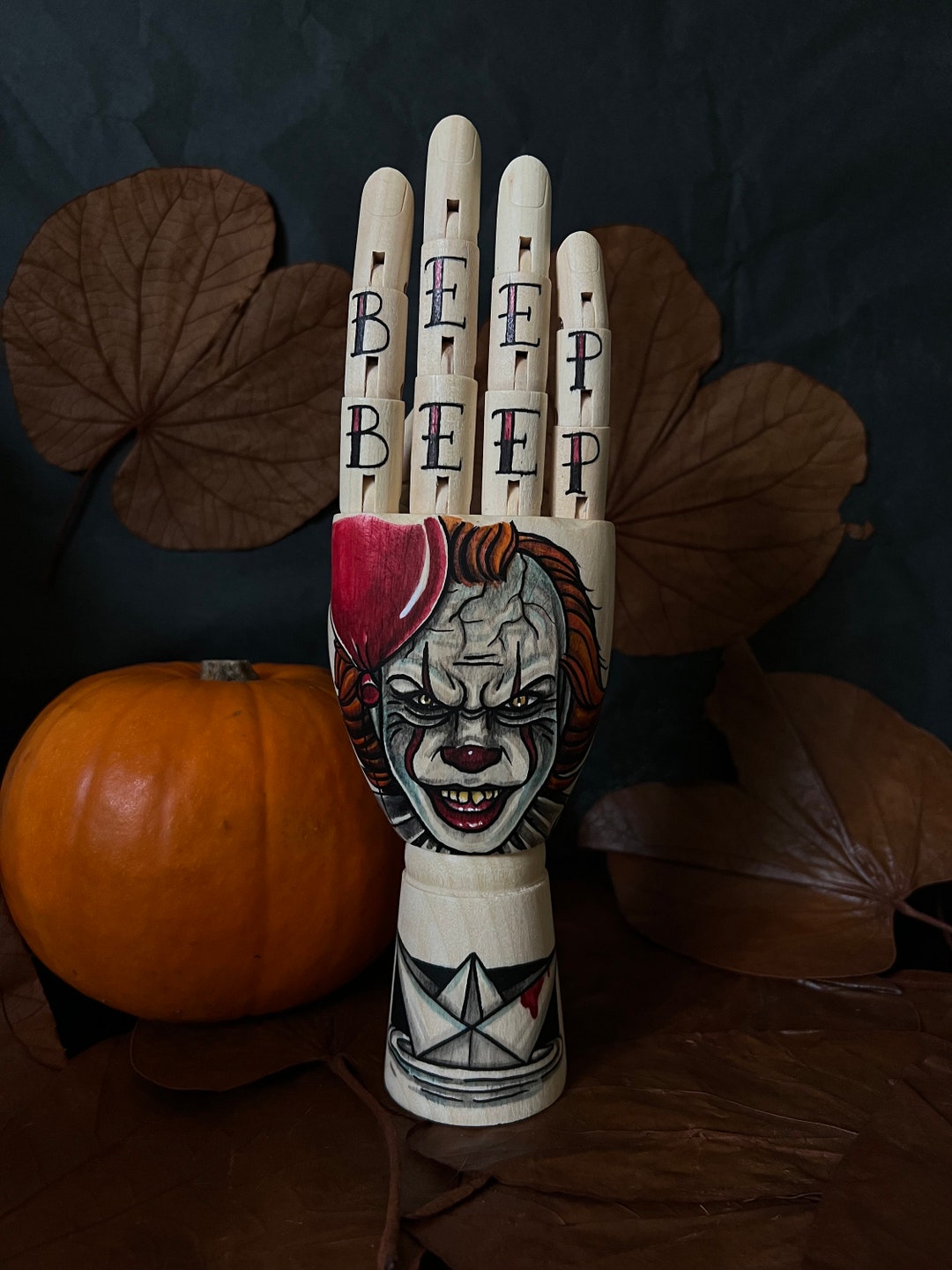 Wooden Hand With Pennywise It Movie Clown Tattoo Design - Etsy