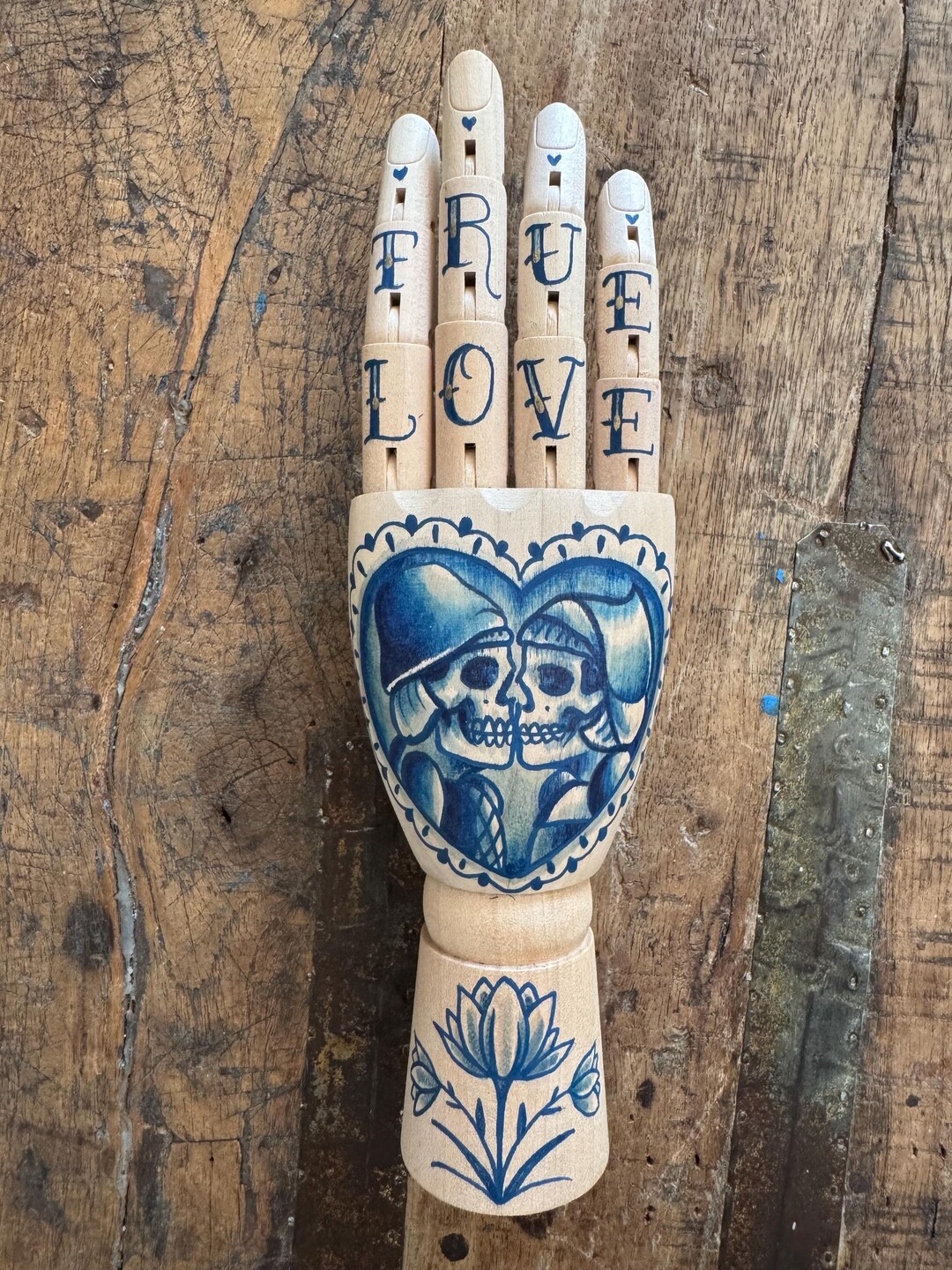 SMALL Wooden Hand With a Dutch Couple and Tulips Tattoo Design - Etsy