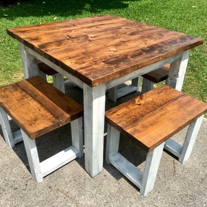 Square Small Farmhouse Table, Rustic Table, Small Dining Set With ...