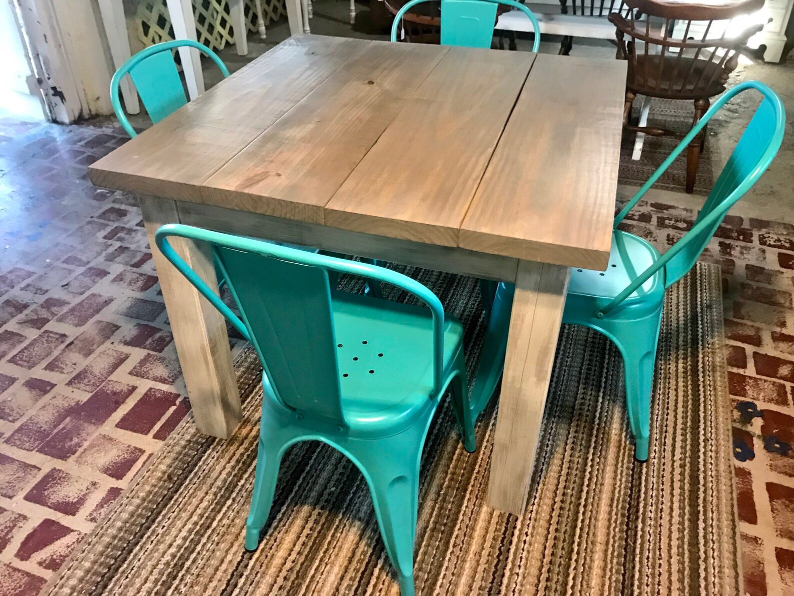 Square Farmhouse Table Rustic Farmhouse Table Dining Set | Etsy