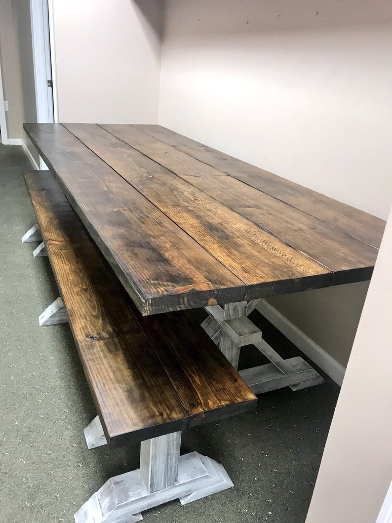 9ft Rustic Farmhouse Table With Long Bench Banquet Table - Etsy
