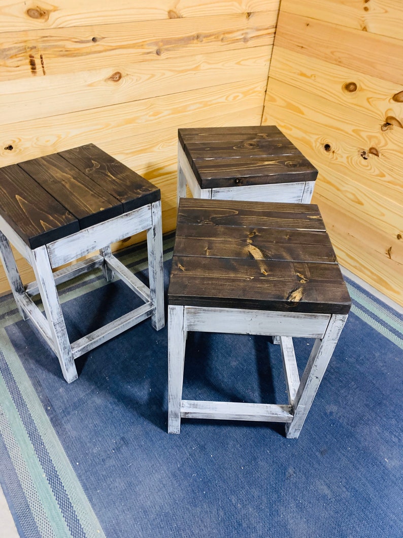 Rustic Farmhouse Counter Height Stools Espresso Brown Top and - Etsy