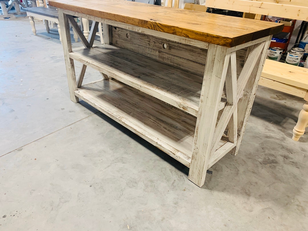 Rustic Wooden Buffet Table, Rustic Console Table, Farmhouse Buffet ...