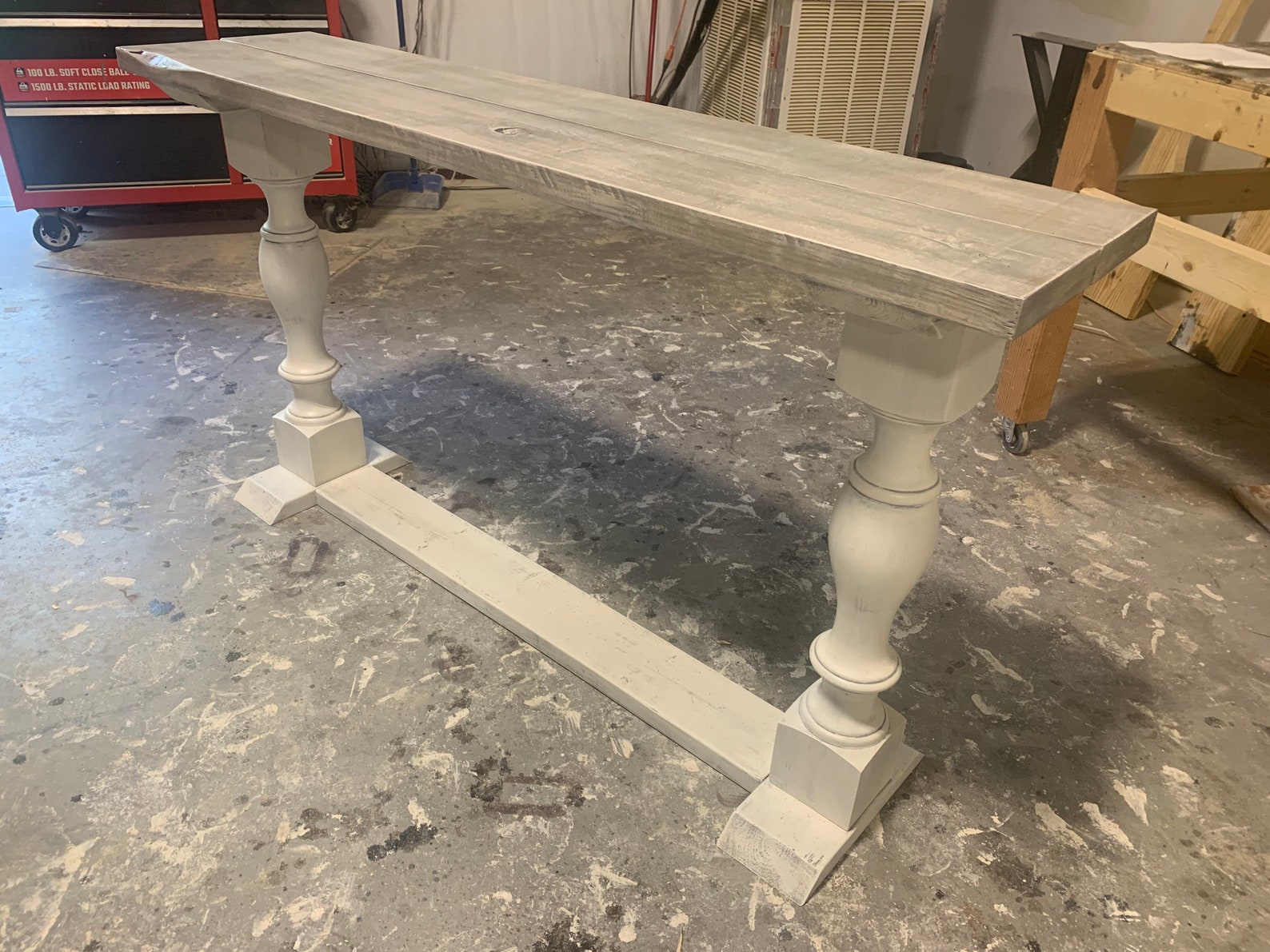 Rustic Farmhouse Entryway Table With Shelve and Turned Legs - Etsy