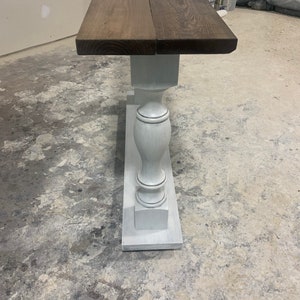 Distressed Farmhouse Console Table: Provincial Brown Top, Turned Legs ...