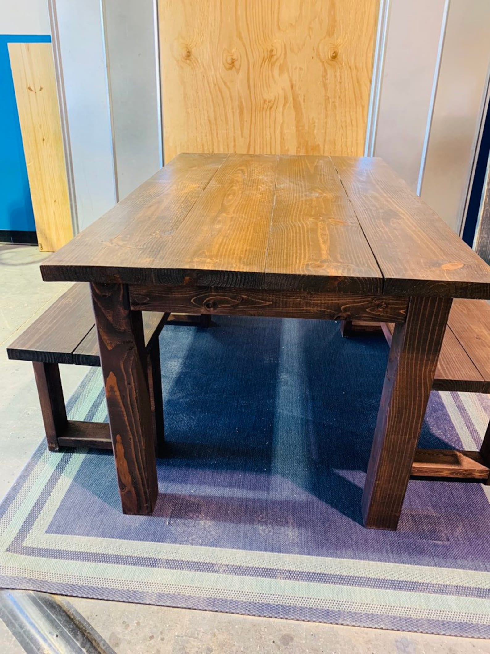Small Modern Farmhouse Table 5ft With Benches Honey Brown - Etsy