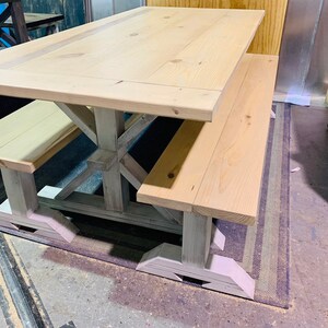 7ft Rustic Farmhouse Table Set With Long Benches and - Etsy